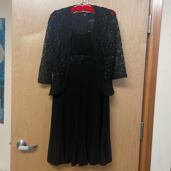 R & M Richards | Dresses | Rm Richards Black Maxi Eveningformal Dress Sparkle Sequin Detail With ...